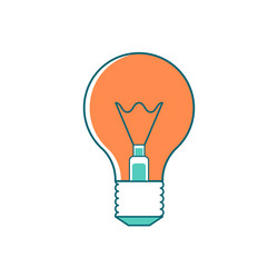 Power off light bulb flat line color object Vector Image