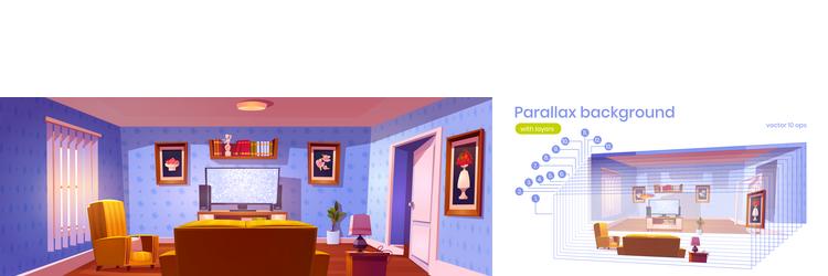 Parallax background with living room tv Royalty Free Vector