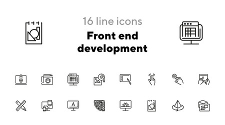 Front end development line icon set Royalty Free Vector
