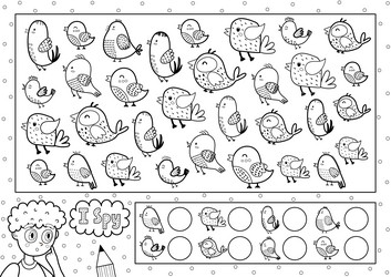 I spy game coloring page for kids find and count Vector Image
