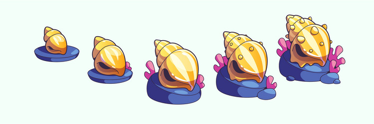 Sea or ocean shell game ui icon collection Vector Image