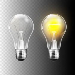 3d realistic turning on and off light bulb Vector Image