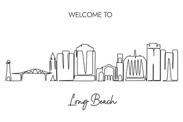 Louisville skyline drawing continuous single line Vector Image