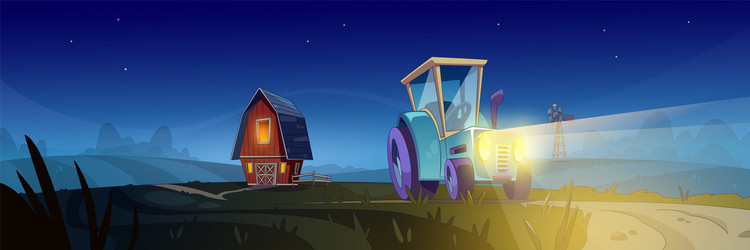 Cartoon autumn farm landscape Royalty Free Vector Image