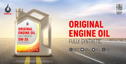Engine oil advertising poster Royalty Free Vector Image