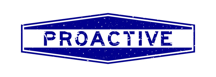 Grunge blue proactive word rubber seal stamp Vector Image
