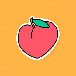 Colorful peach fruit sticker clipart Royalty Free Vector