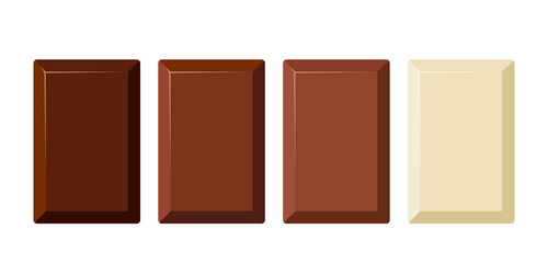 Chocolate bar piece cartoon icon set Royalty Free Vector