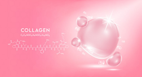 Pink collagen serum drop with cosmetic Royalty Free Vector