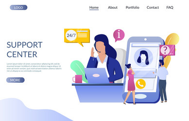 Call center website landing page design template Vector Image