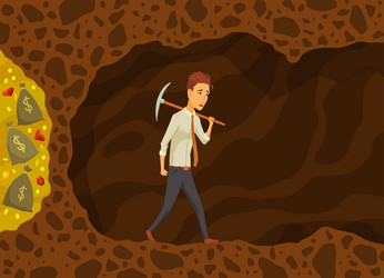 Businessman fail symbol dig caves in search Vector Image