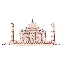 Taj mahal one line colourful Royalty Free Vector Image