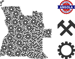 Composition angola map of repair tools Royalty Free Vector