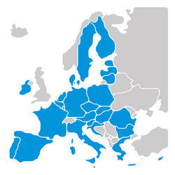 Map of europe with blue highlighted eu member Vector Image