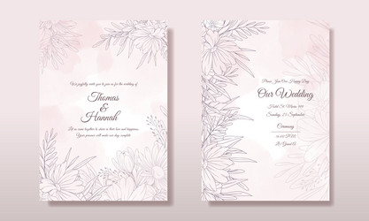 Beautiful floral line art wedding invitation card Vector Image