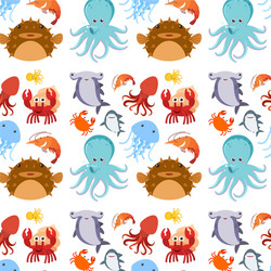 Large set sea creatures on white background Vector Image