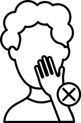 Avatar man touching his face and prohibited cross Vector Image
