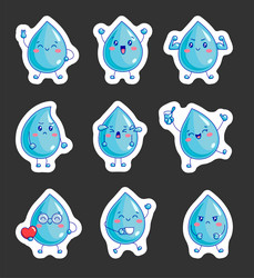 Funny plastic bottle characters sticker bookmark Vector Image