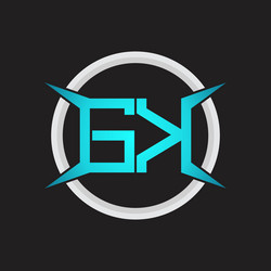 Gk logo with circle rounded negative space design Vector Image