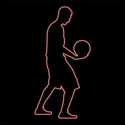 Neon basketball player holding ball man holding Vector Image