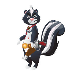 Cute little skunk on a white background in cartoon
