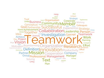Word cloud background concept for teamwork Vector Image
