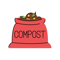 Bag of compost color line icon composting Vector Image