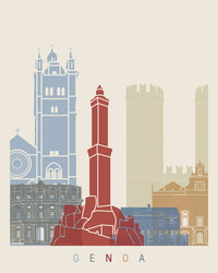 One continuous line drawing genoa city skyline Vector Image