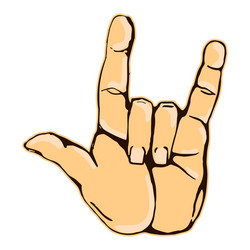 Black outline realistic rock n roll hand gesture Vector Image