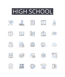 High school line icons collection middle Vector Image