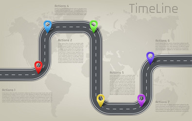 Infographic world map road timeline layout Vector Image