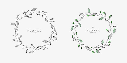 Beautiful outline templates logos with floral Vector Image