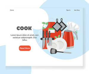 Cook website landing page design template Vector Image