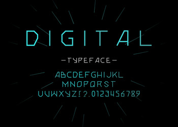 Digital typeface black color Royalty Free Vector Image