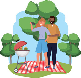 Millennial couple date selfie splash frame Vector Image