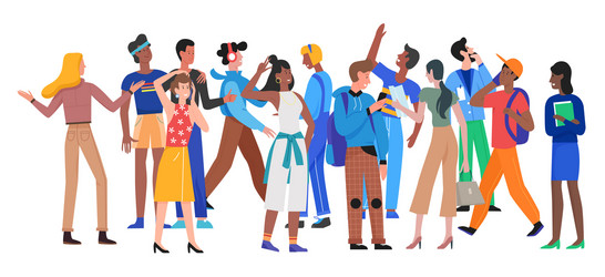 Group of people walk crowd diverse men Royalty Free Vector