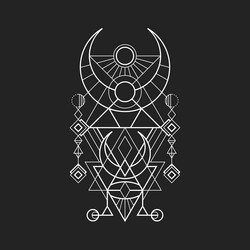 Geometry of sunlight and half moon Royalty Free Vector Image