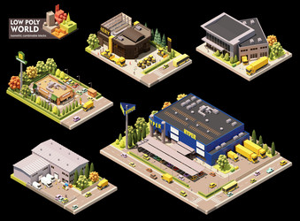 Isometric city commercial area map Royalty Free Vector Image
