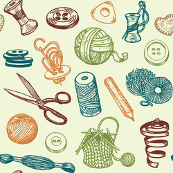 Sewing and needlework seamless pattern Royalty Free Vector