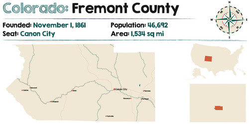 Map fremont county in colorado Royalty Free Vector Image