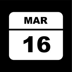 March 16th date on a single day calendar Vector Image