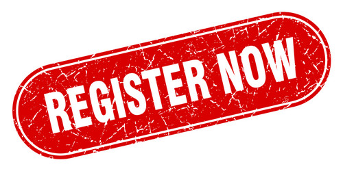 Register now button rounded red sign Royalty Free Vector