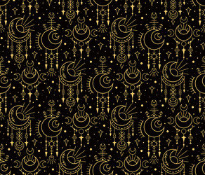 Seamless luxury galaxy esoteric pattern yellow Vector Image