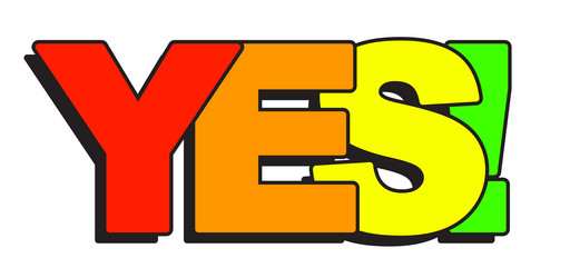 One line drawing yes text continuous line Vector Image