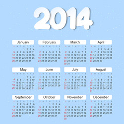 Calendar 2014 Royalty Free Vector Image - VectorStock