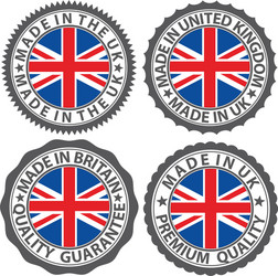 Made in uk label set with flag Royalty Free Vector Image