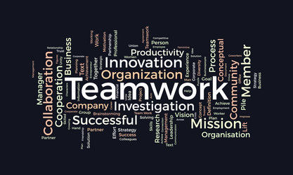 Word cloud background concept for teamwork Vector Image