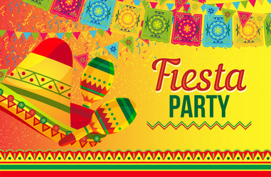 Mexican fiesta party flyer sombrero mustaches Vector Image