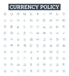 Currency policy line icons set exchange Royalty Free Vector