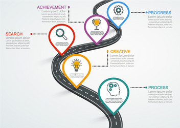 Colorful road infographic timeline with icons Vector Image